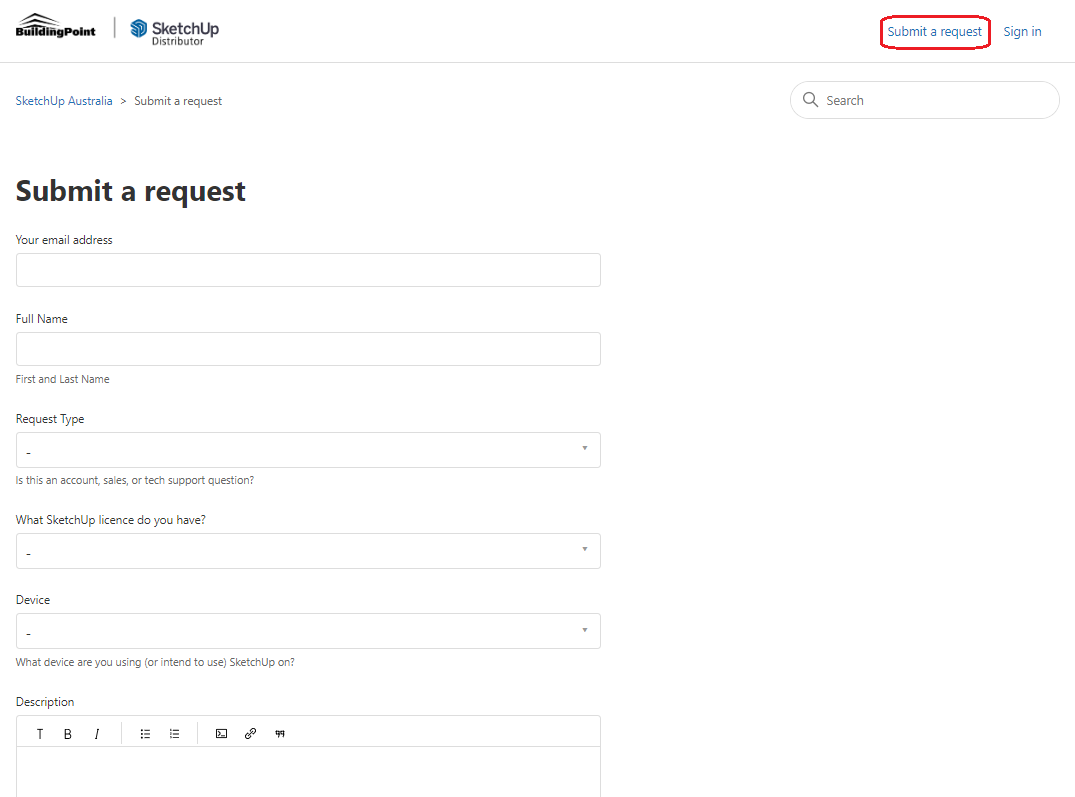 Submit a request - Contact Sales or Support – SketchUp Australia